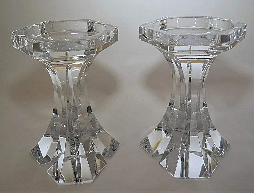 Rogaska Triangle Crystal Pillar Candle Holder Pair – BINCHEY'S LLC.